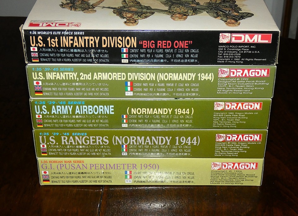 Lot of 5 Dragon DML US Model Kits Figures Soldiers 1/35 Normandy Sealed ...