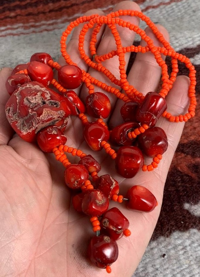 southwestern rustic Red coral nuggets necklace/35"(y109-w3) | eBay