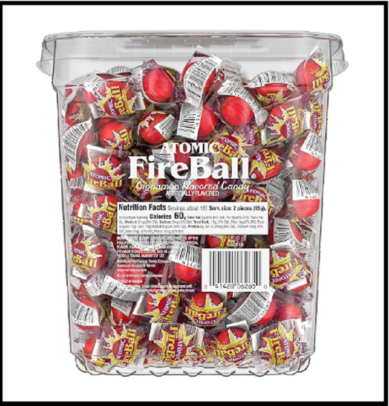 Atomic Fireballs Candy 4.05 Pound Bulk Tub 240 Count 1 Pack Red Hot ...