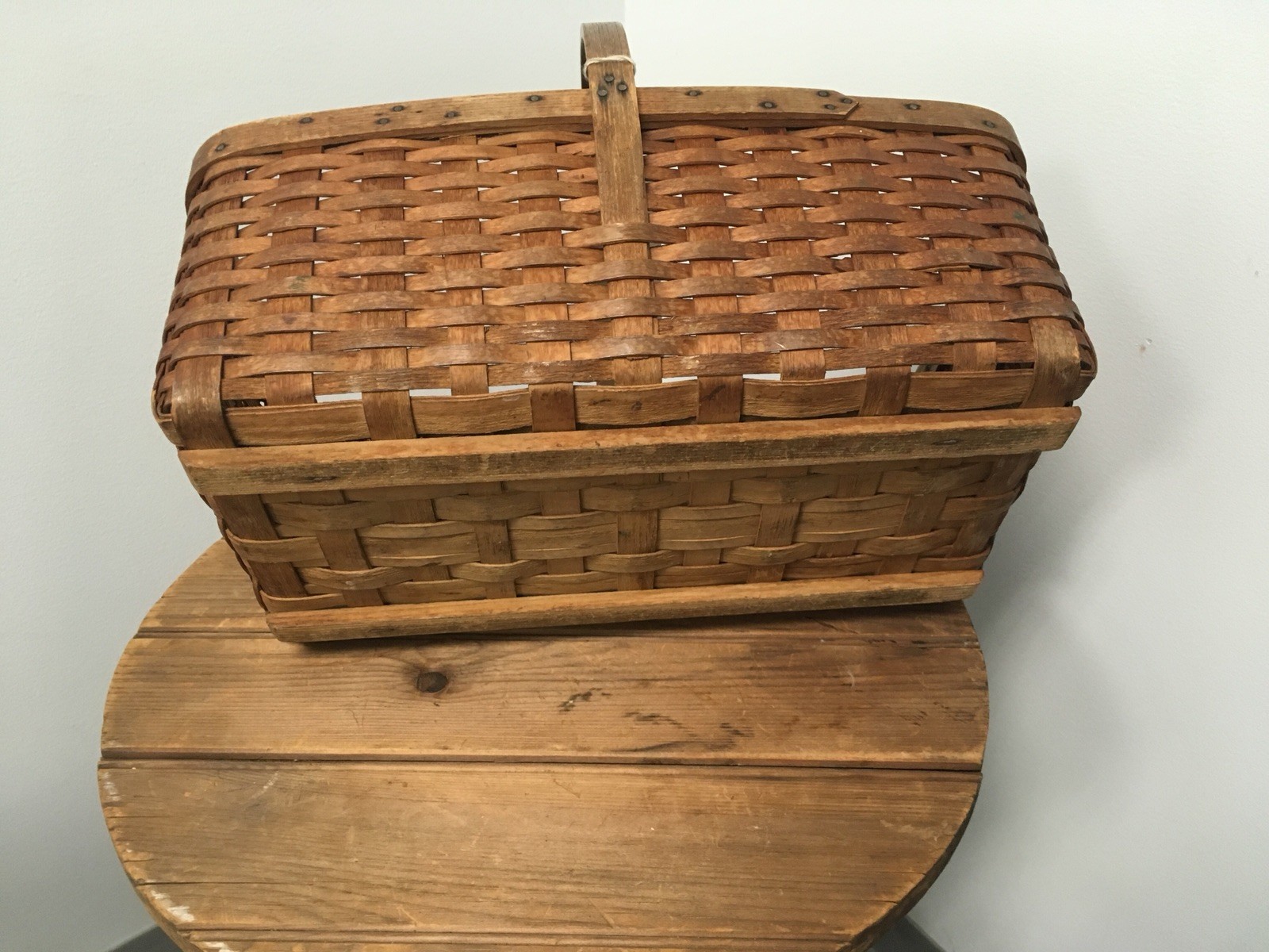 Antique B. G. HIGGINS Basket Pounded ASH Sm Market West Chesterfield ...