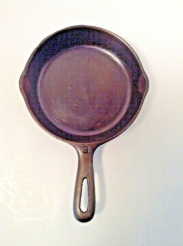 VINTAGE CAST IRON 6-1/2" SKILLET Made in USA Initial X on BACK & No. 3 ...