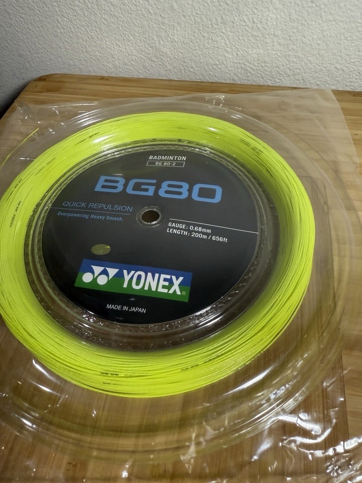 Yonex BG80 Badminton String. 656ft / 200m Reel. 068mm. Yellow. Brand ...