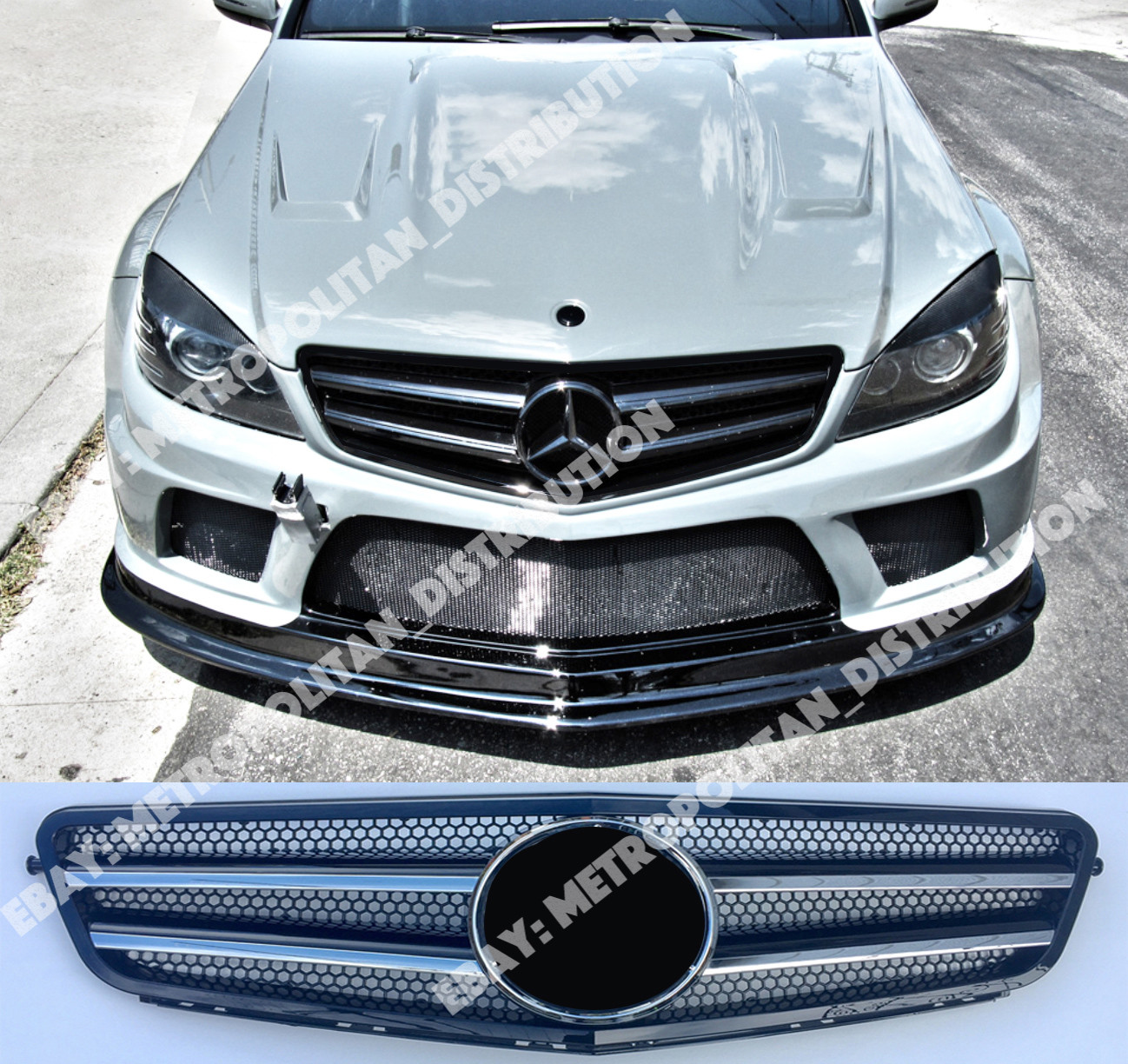 Mercedes C w204 c204 grill saloon coupe estate AMG c63 look gloss black ...