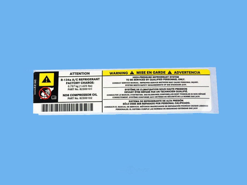 A/C System Information Label Mopar 4596521AC for sale online | eBay