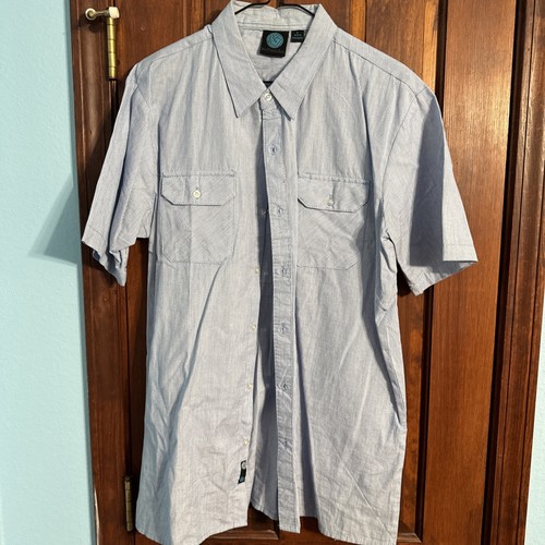 Burnside Blue And White Large Short Sleeve Button Up | eBay