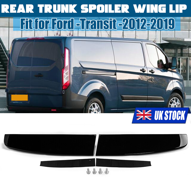FOR FORD TRANSIT CUSTOM 2012-2020 GLOSS BLACK REAR TWIN BARN DOOR ROOF ...