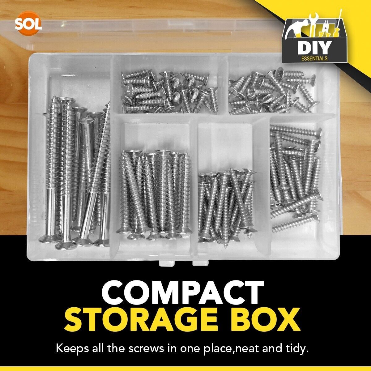 110pk Steel Wood Screws Assorted | Selection Set Box Mixed Countersunk ...