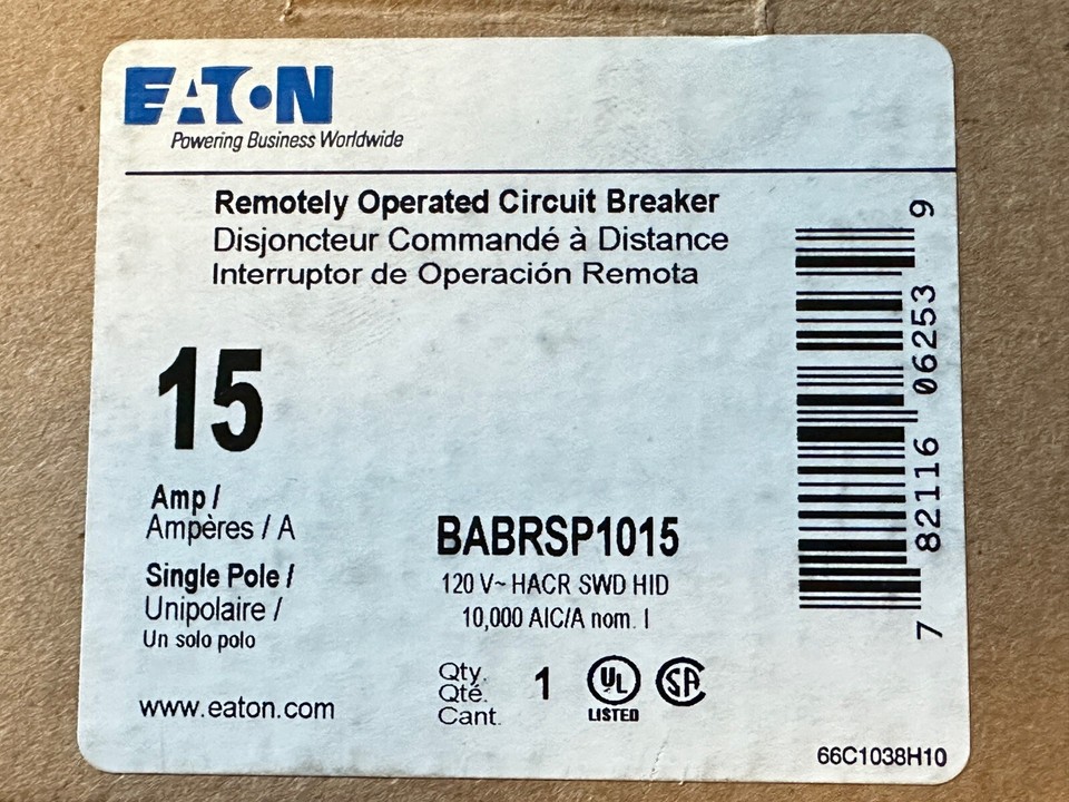 NEW EATON CUTLER HAMMER BABRSP1015 BAB Remotely Operated Circuit ...