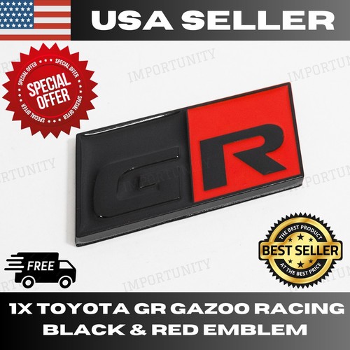 1X Toyota GR Gazoo Racing Black & Red Emblem Decal Badge Sticker 3D ...