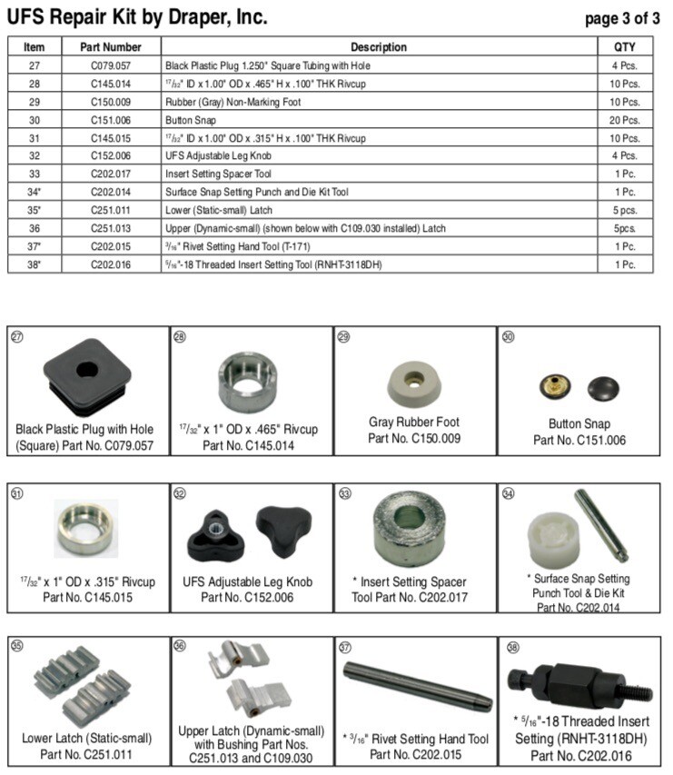 Draper 382155 Repair Kit for UFS With Tools for sale online | eBay