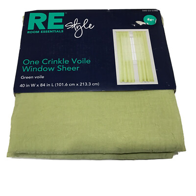 Sheer Green Crinkle Voile Window Panel 84" Curtain wide 40" long | eBay