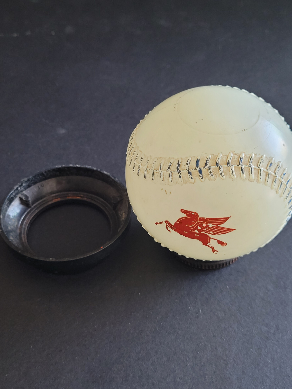 Flying Pegasus Glass Baseball Coin Bank Vintage Promo Collectible Mobil ...