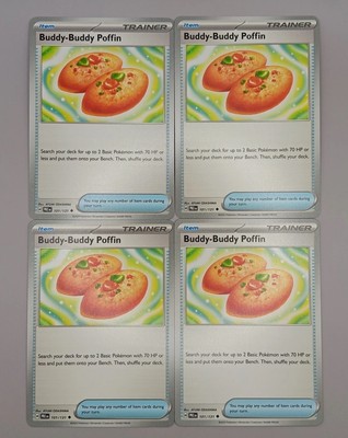 4x Buddy-Buddy Poffin 101/131 x4 - NM Prismatic Evolutions Pokemon ...