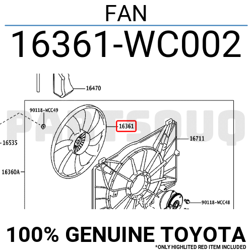 16361WC002 Genuine Toyota FAN 16361-WC002 | eBay