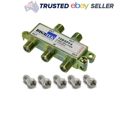 4 Way TV Splitter with 5 F Type Connectors Foxtel Antenna Television ...