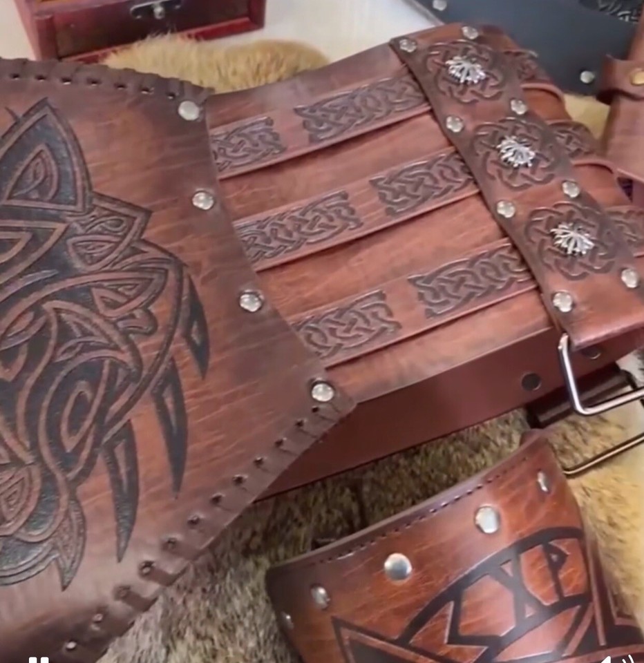 Brand New, Warrior Chest Armor w/ Viking Fenrir Brace, Warrior Set For ...