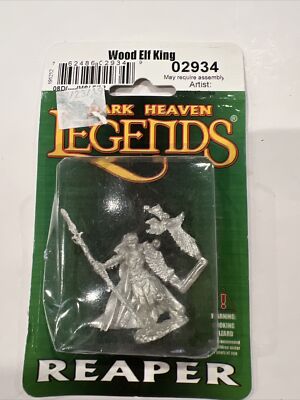 Reaper Dark Heaven Metal 28mm Wood Elf King Spear & Hawk RPG Table Top ...