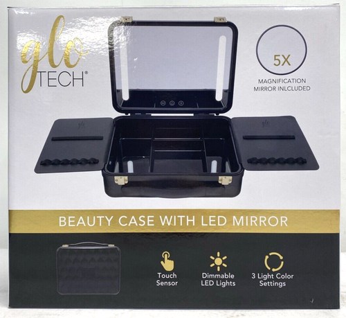 Glo Tech Beauty Case Chest With LED Mirror - Black - NEW AUTHENTIC | eBay