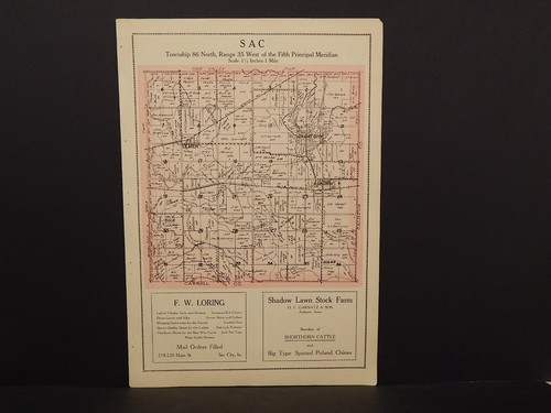Iowa Sac County Map Sac Township 1924 W10#77 | eBay