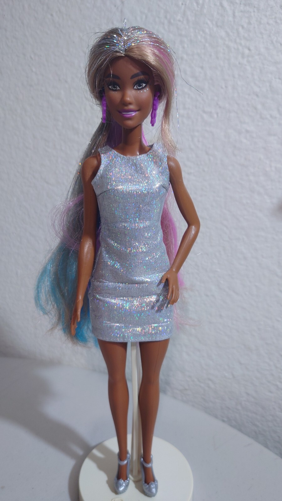 Barbie Fantasy Hair Doll AA Silver Hair Streaks Hearts And Stars on ...