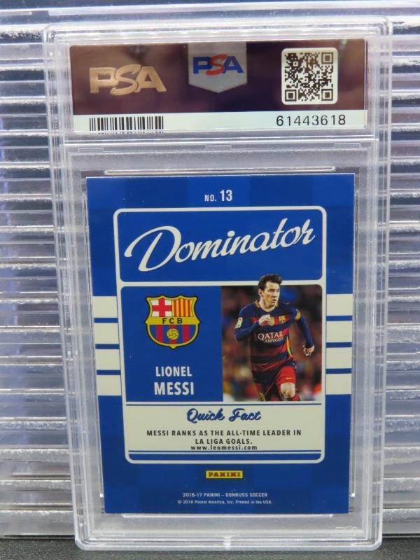 2016-17 Donruss Lionel Messi Dominator Gold Parallel #13 PSA 9 FC ...