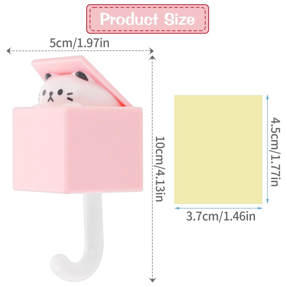 4 Packs Cat Hooks for Wall, Creative Adhesive Cute Pet Hooks Coat Hook ...