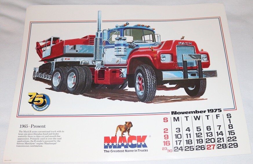 1975 MACK TRUCKS CALENDAR BROCHURE 18 X 14 ANTIQUE TRUCK PHOTOS ...