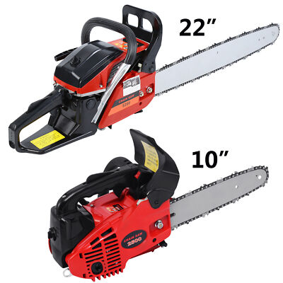 52CC 22" Gasoline Chainsaw Gas Powered Wood Cutting Engine Chain Saw 2 ...