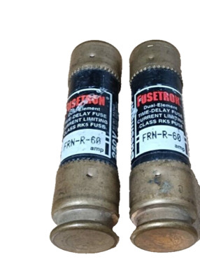 (QTY:2) Fusetron FRN-R-60 / FRNR60 DUAL-ELEMENT Time Delay Fuse 60 AMP ...