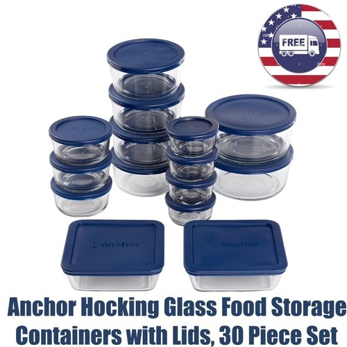 Anchor Hocking Glass Food Storage Containers with Lids, 30 Piece Set | eBay