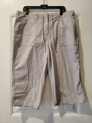 Basic Edition Classic Fit Cotton Gray Drawstring Pockets Crop Wide Leg ...