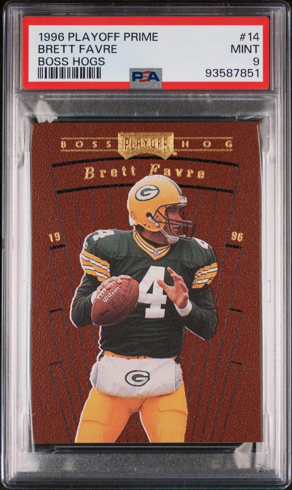 1996 Playoff Prime Brett Favre #14 Boss Hogs Green Bay Packers PSA 9 ...