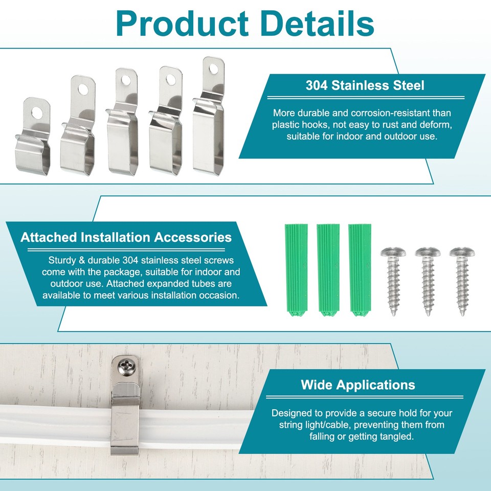 15Pack String Light Hanger Hooks LED Strip Light Holder for 8x13mm ...