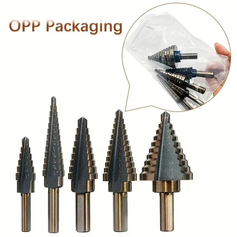 5pcs Carbon Steel Black Fillister Head Step Drill Bit Set Cobalt ...