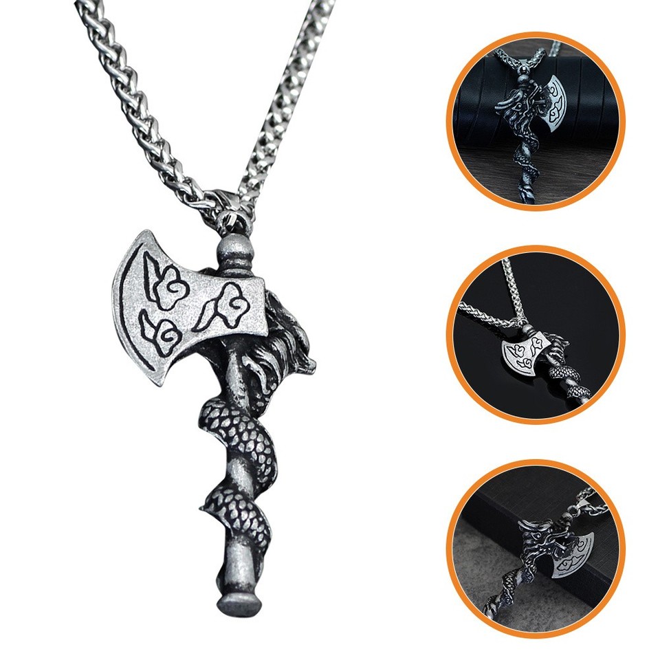 Dragon Pendant Necklace Men Alloy Clavicle Chain Stylish Neck Jewelry ...