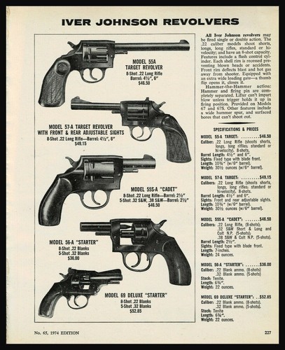 1974 IVER JOHNSON Model 55A & 57A Target, 56-A, 55S-A, 69 Revolver ...