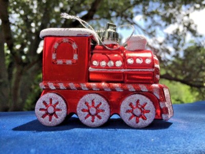 PEPPERMINT CANDY TRAIN Steam LOCOMOTIVE 🚂 Ornament European Blown Glass ...