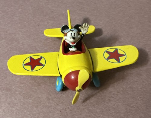 Vintage Disney Mickey Mouse Yellow Diecast Metal Airplane Toy Decopac ...