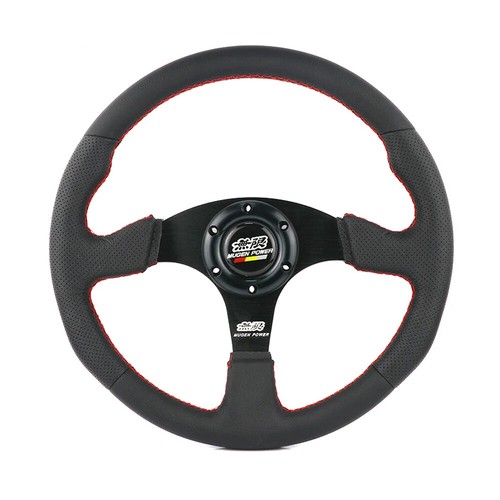 14"（350MM） Mugen Racing Steering Wheel Leather red line Flat Steering ...