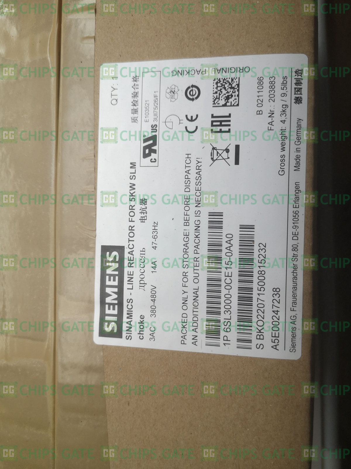 1PC NEW Siemens 6SL3000-0CE15-0AA0 DROSSEL-LINE reactor 6SL3 000-0CE15 ...