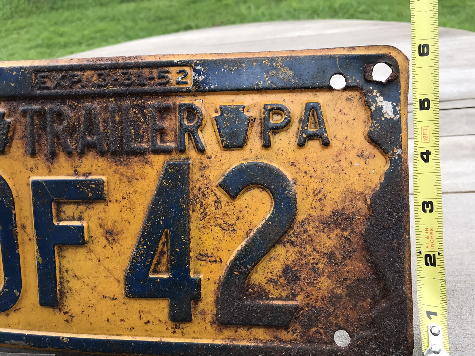 1951 Pennsylvania Trailer License Plate With Expiration Date OF42 | eBay