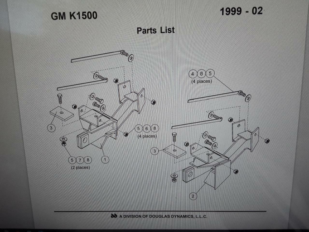 Fisher 7160 Snow Plow mount Bolt Kit 99-02 Chevy/GMC 1500 25991 Minute ...