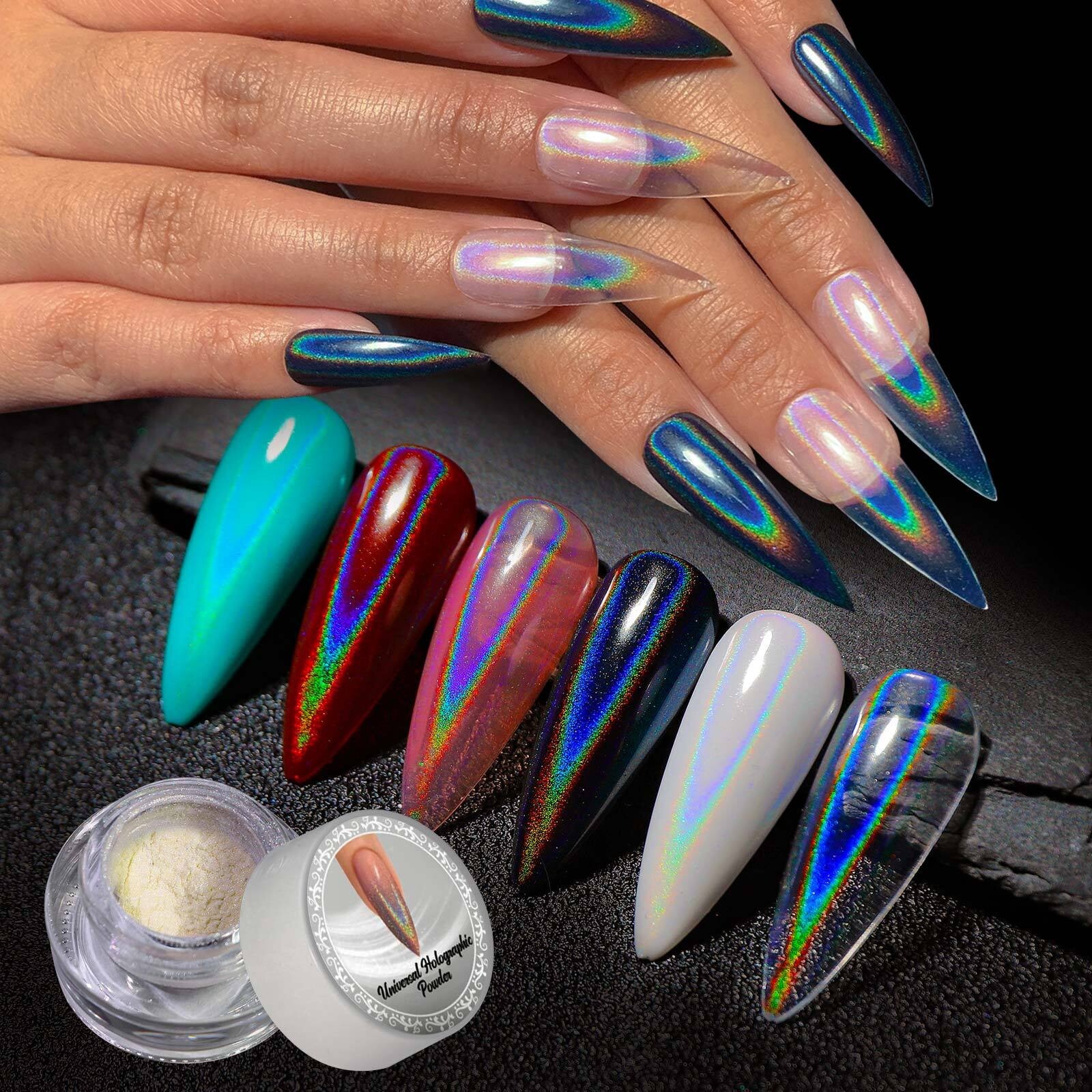1 Pot Nail Art Glitter Holographic Chrome Powder Laser Mirror Magic ...