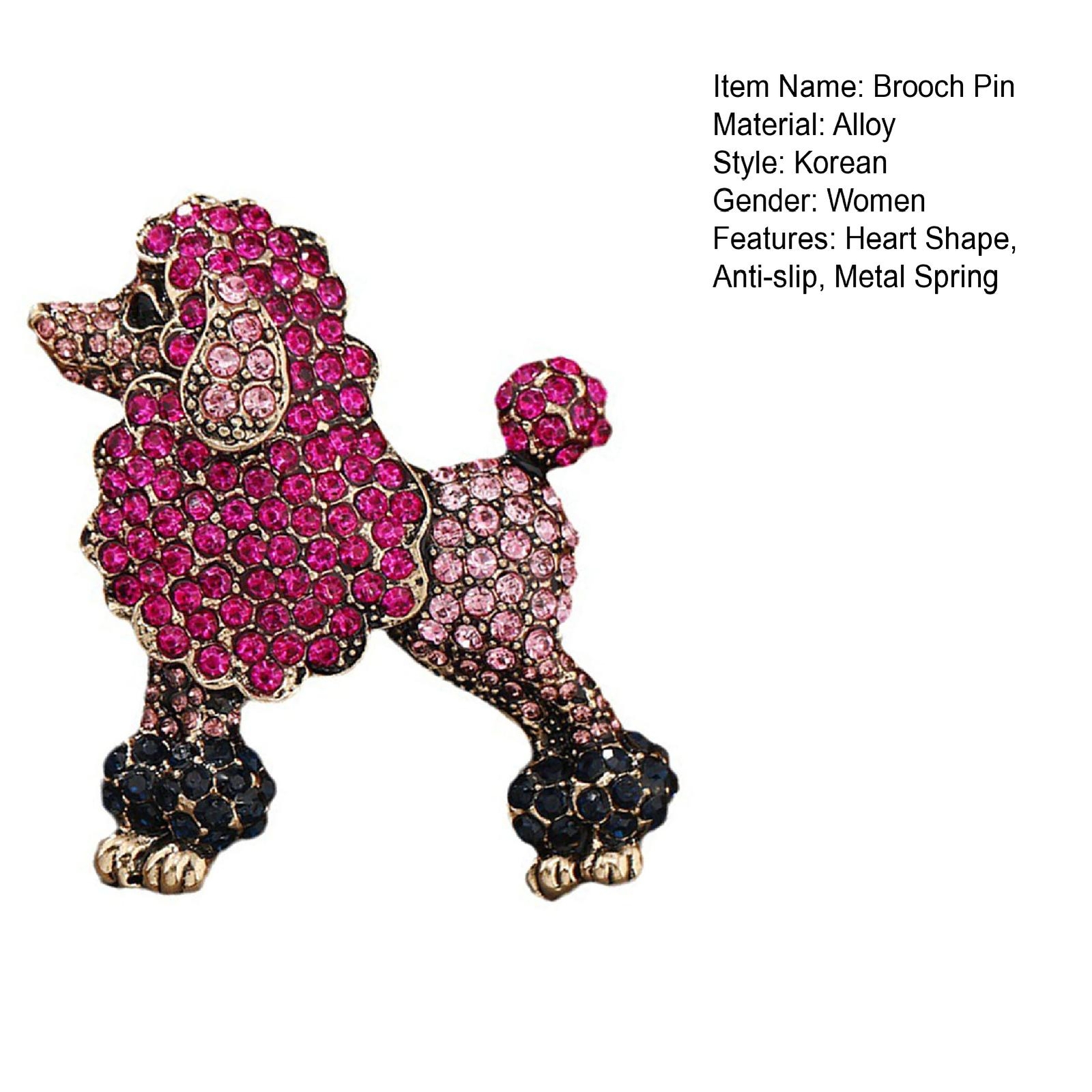 Rhinestone Brooch Pin Animal-themed Sparkling Poodle Dog Lapel for Coat ...