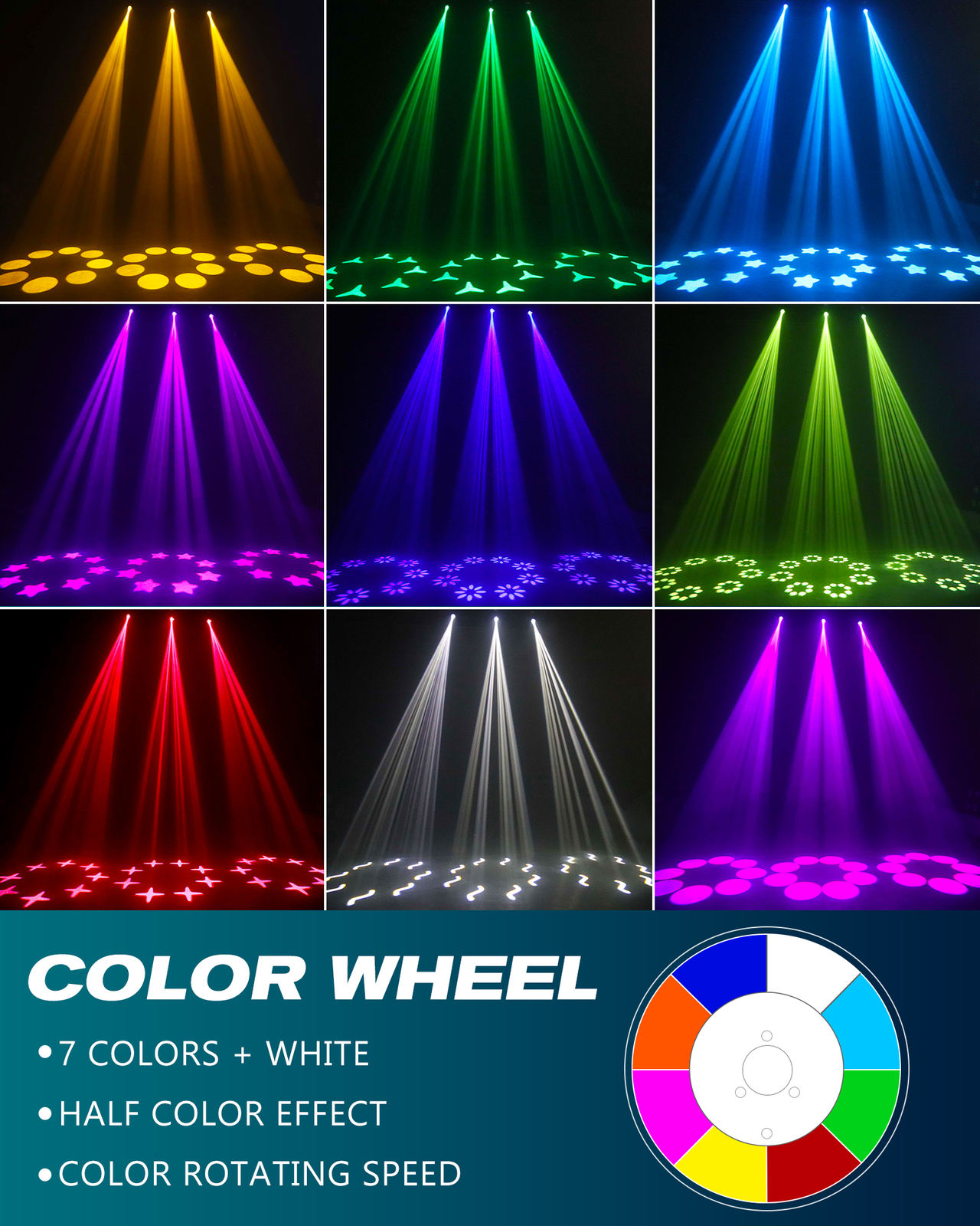 8PCS 150W LED GOBO Moving Head Light RGBW Beam Stage Lighting Spot DJ ...