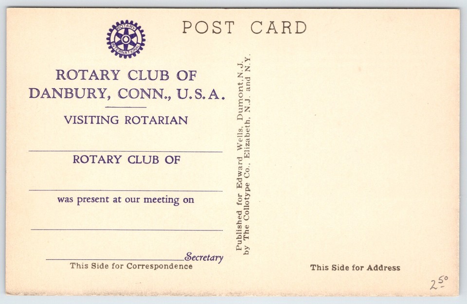 Postcard Rotary Club, The Gold Room Hotel Green, Danbury Connecticut ...