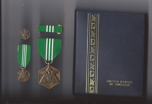 Navy Civilian Commendation Award medal in case with mini ribbon br and ...