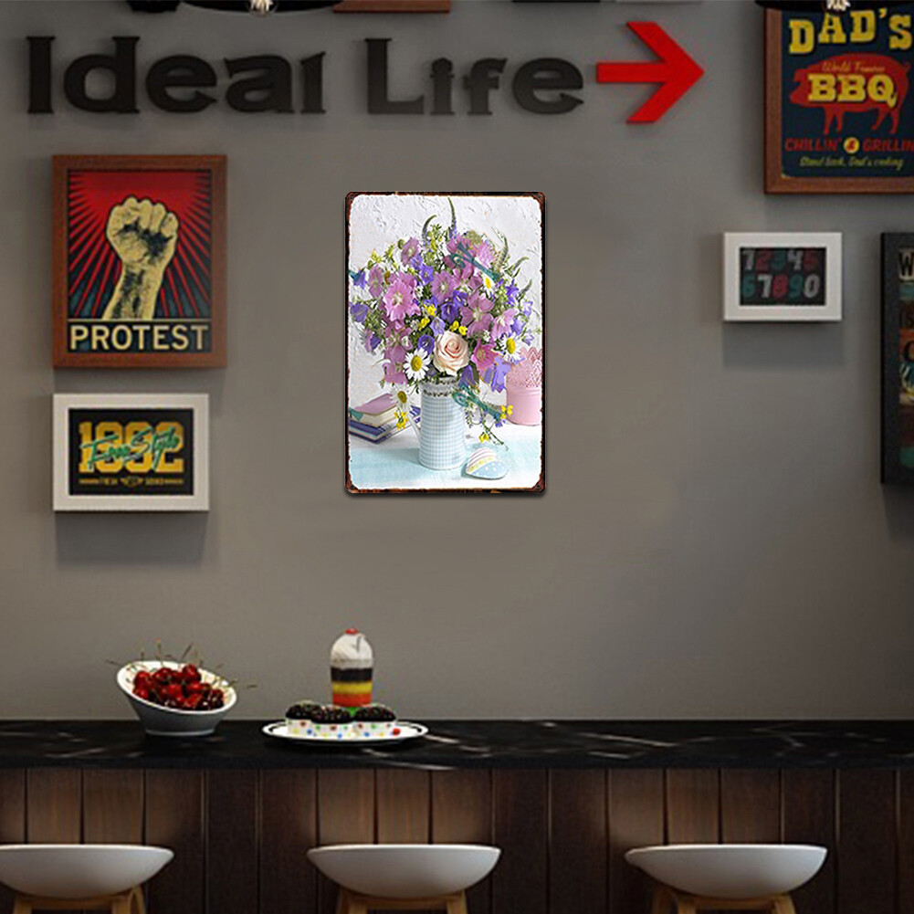 Vintage Metal Tin Sign Plaque Wall Flower Posters Iron Painting for Bar ...