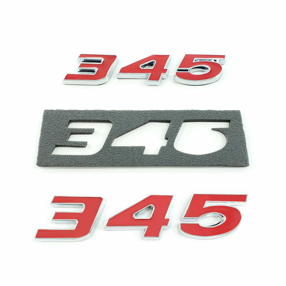2pc Red 345 Badge Emblem Chrome Trim for MOPAR HEMI Passenger & Driver ...