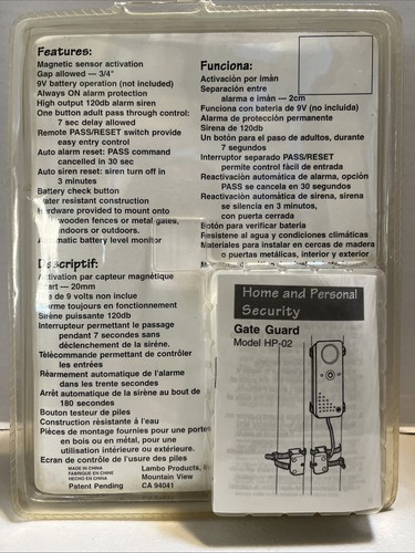 Sentinel Gate Door Alarm for Pool Protection HP-02. “E1” | eBay